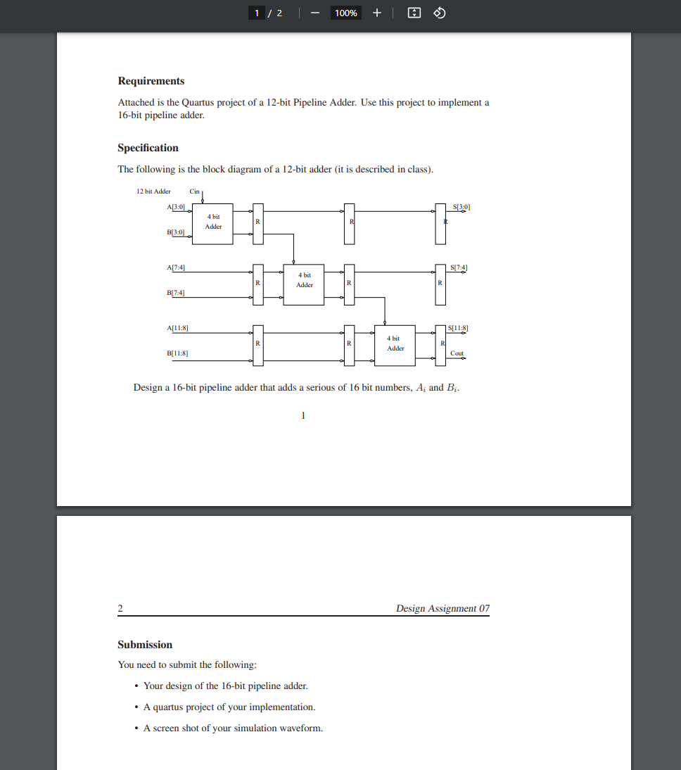 Solved Design a 16-bit pipeline adder that adds a serious of | Chegg.com