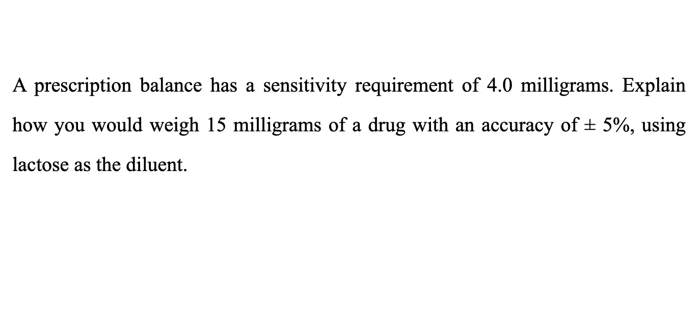 Solved A prescription balance has a sensitivity requirement | Chegg.com