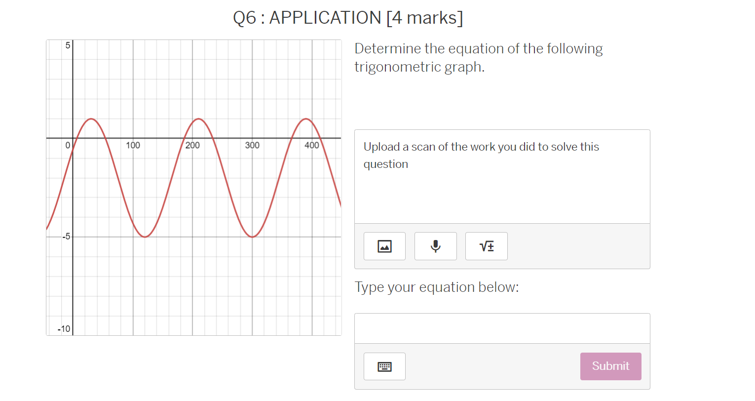 Solved Determine the equation of the following trigonometric | Chegg.com