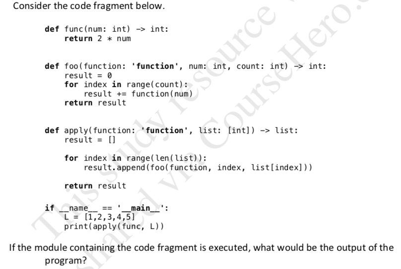 Solved Consider The Code Fragment Below Def Func Num Int