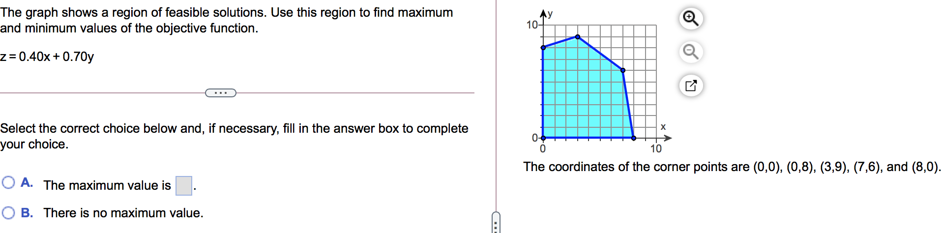 Solved The graph shows a region of feasible solutions. Use | Chegg.com