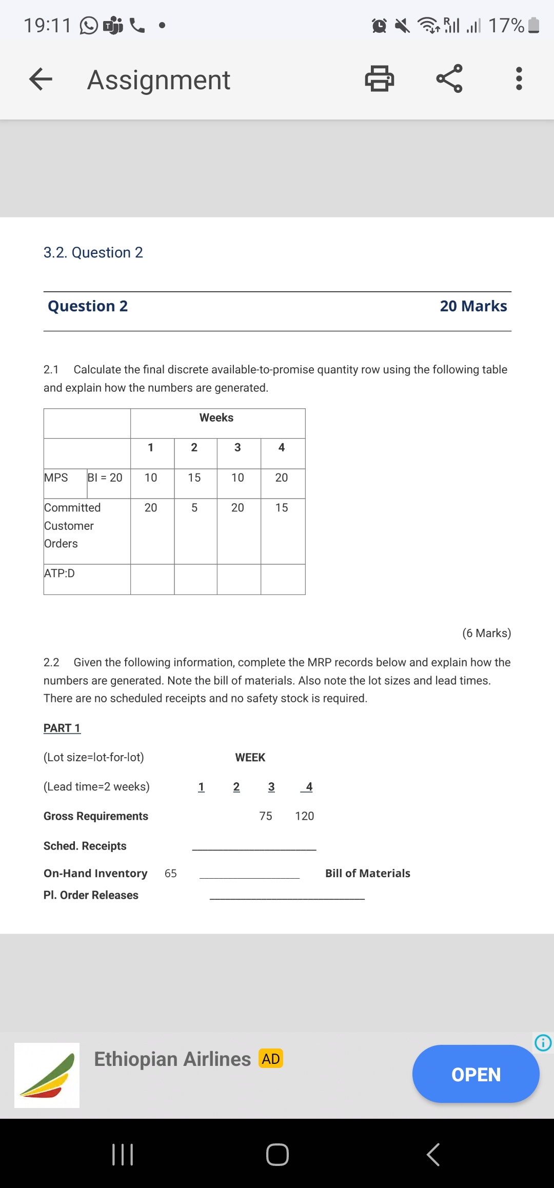 Solved 2.1 Calculate the final discrete available-to-promise | Chegg.com