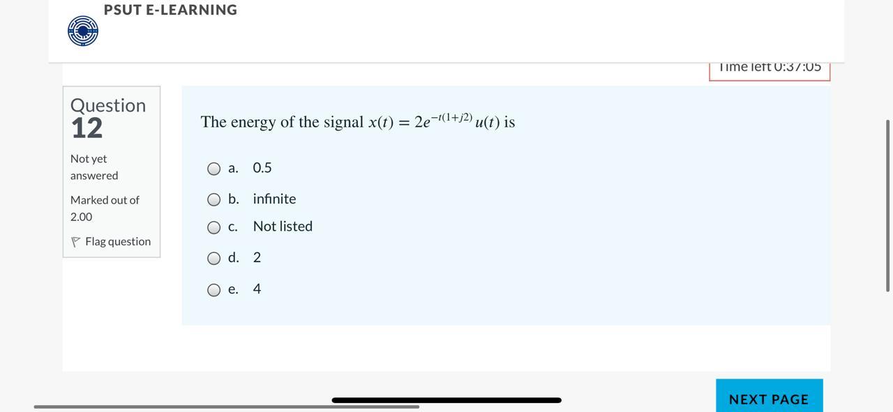 Solved PSUT E-LEARNING Time left 0:37:05 Question 12 The | Chegg.com