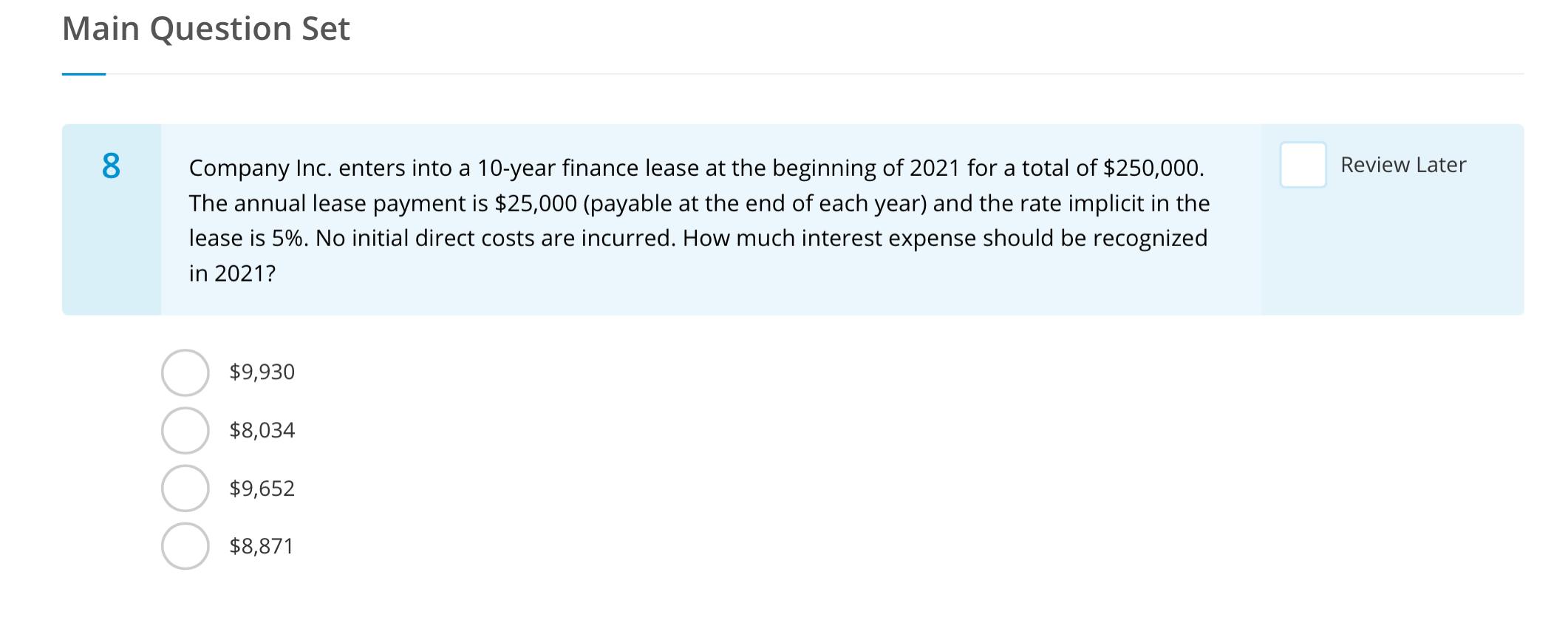 Solved Main Question Set 8 Review Later Company Inc. enters | Chegg.com
