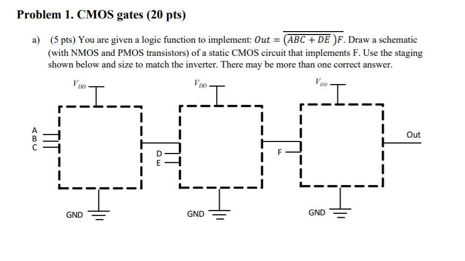 Problem 1. CMOS gates (20 pts) a) (5 pts) You are | Chegg.com