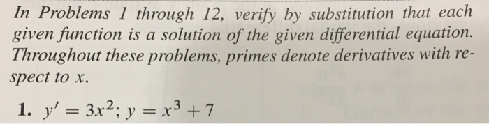 Solved Verify by substitution that each given function is a | Chegg.com