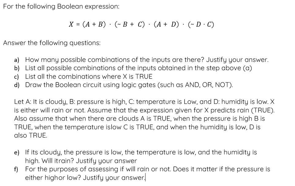 Solved For the following Boolean expression: | Chegg.com