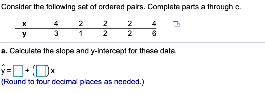 Solved Consider the following set of ordered pairs. х 4 1 4 | Chegg.com