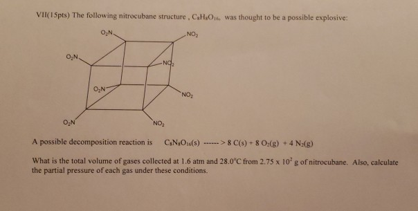Solved VII(15pts) The following nitrocubane structure. | Chegg.com
