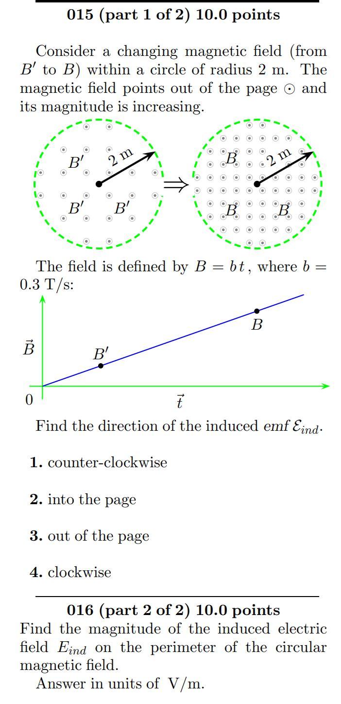 Solved 015 (part 1 of 2) 10.0 points Consider a changing | Chegg.com
