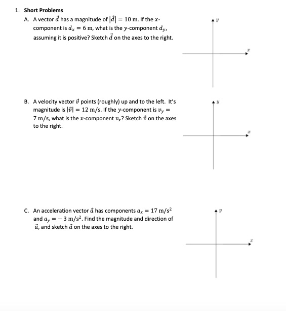 Solved 1. Short Problems A. A vector d has a magnitude of d | Chegg.com
