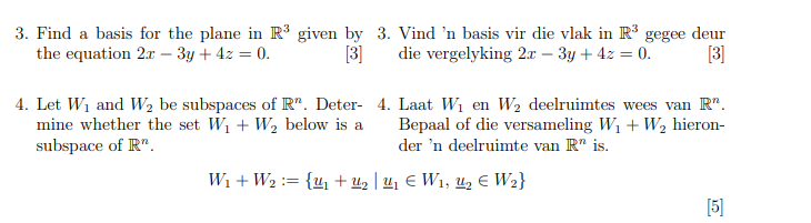 Solved 3. Find a basis for the plane in R3 given by 3 . Vind | Chegg.com