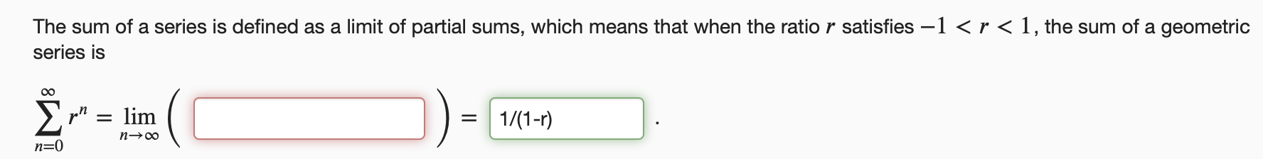 Solved The sum of a series is defined as a limit of partial | Chegg.com