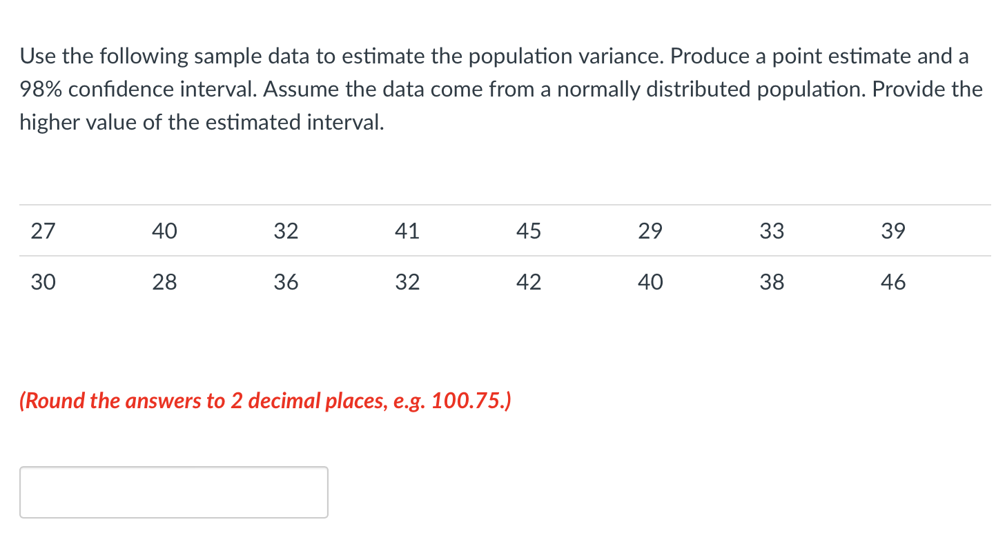 Use the following sample data to estimate the | Chegg.com