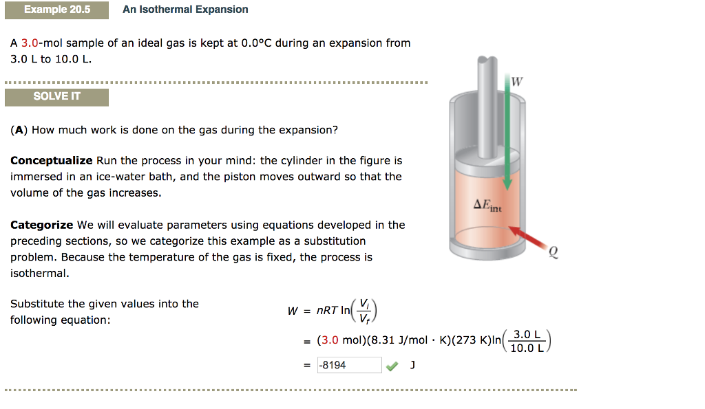 Solved Example 20.5 An Isothermal Expansion A 3.0-mol sample | Chegg.com