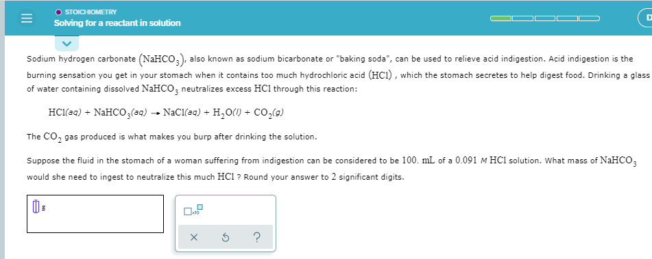 Solved E O STOICHIOMETRY Solving for a reactant in solution | Chegg.com