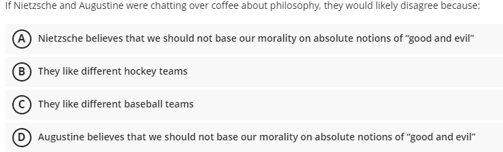 Solved If Nietzsche and Augustine were chatting over coffee | Chegg.com
