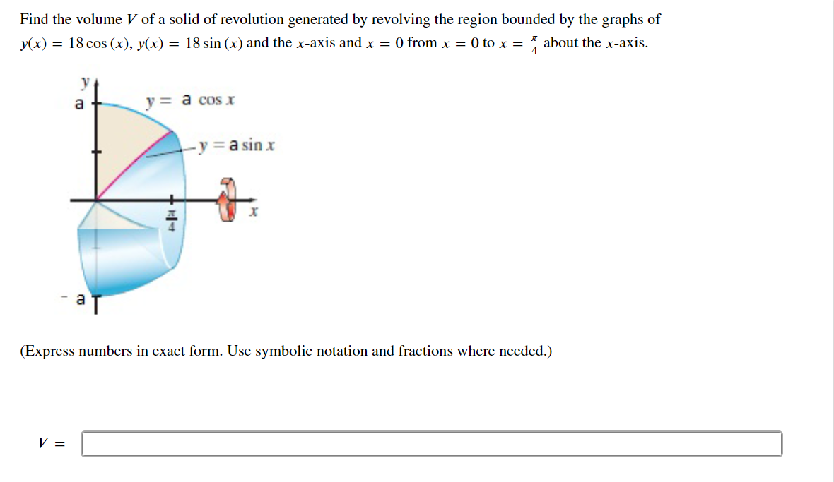 Solved 1. Find the volume 𝑉 of a solid of revolution | Chegg.com
