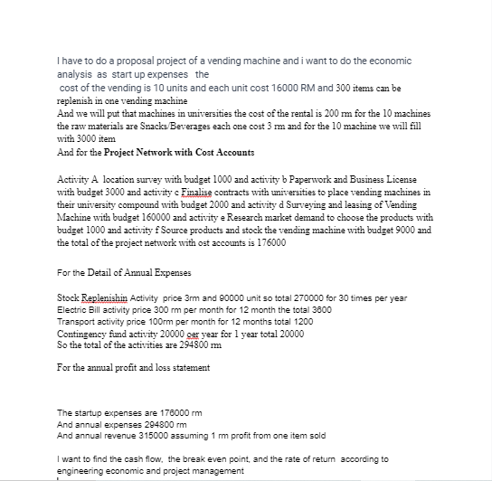 Solved I have to do a proposal project of a vending machine | Chegg.com