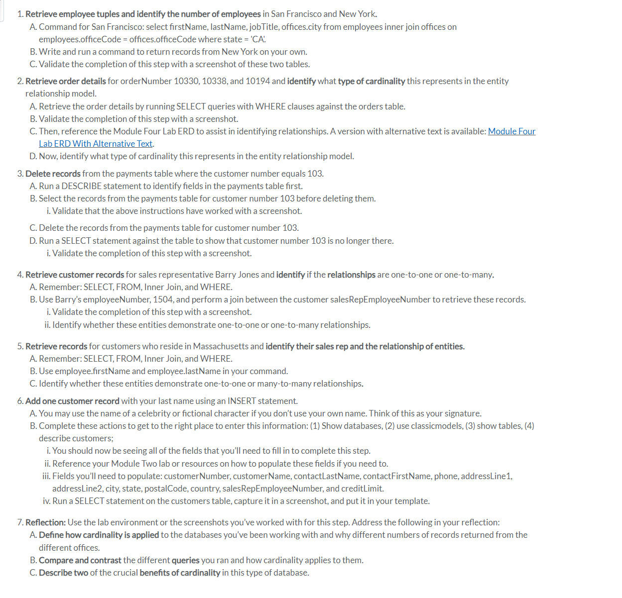 Solved I need help with this coding assignment in MySQL. | Chegg.com