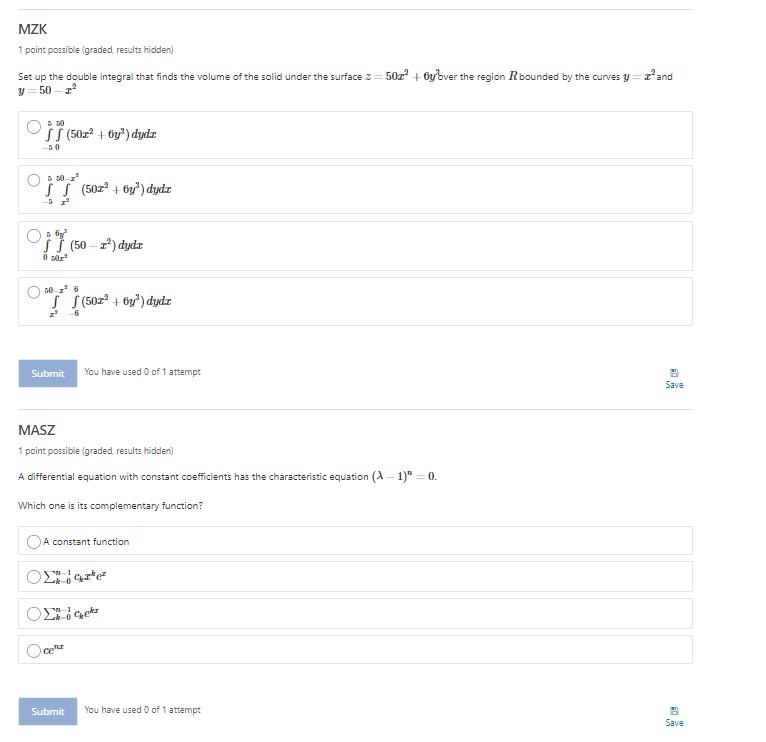 Solved MZK 1 point possible graded results hidden) Set up | Chegg.com