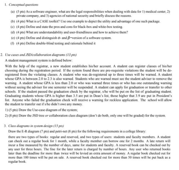 Solved 1. Conceptual questions (a) (5 pts) As a software | Chegg.com