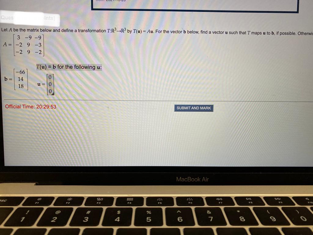 Solved Ques ints Let A be the matrix below and define a | Chegg.com