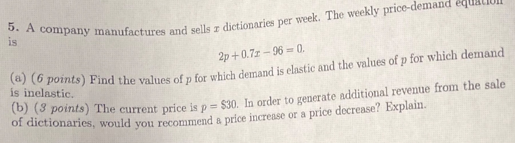 Solved 5. A company manufactures and sells x dictionaries | Chegg.com