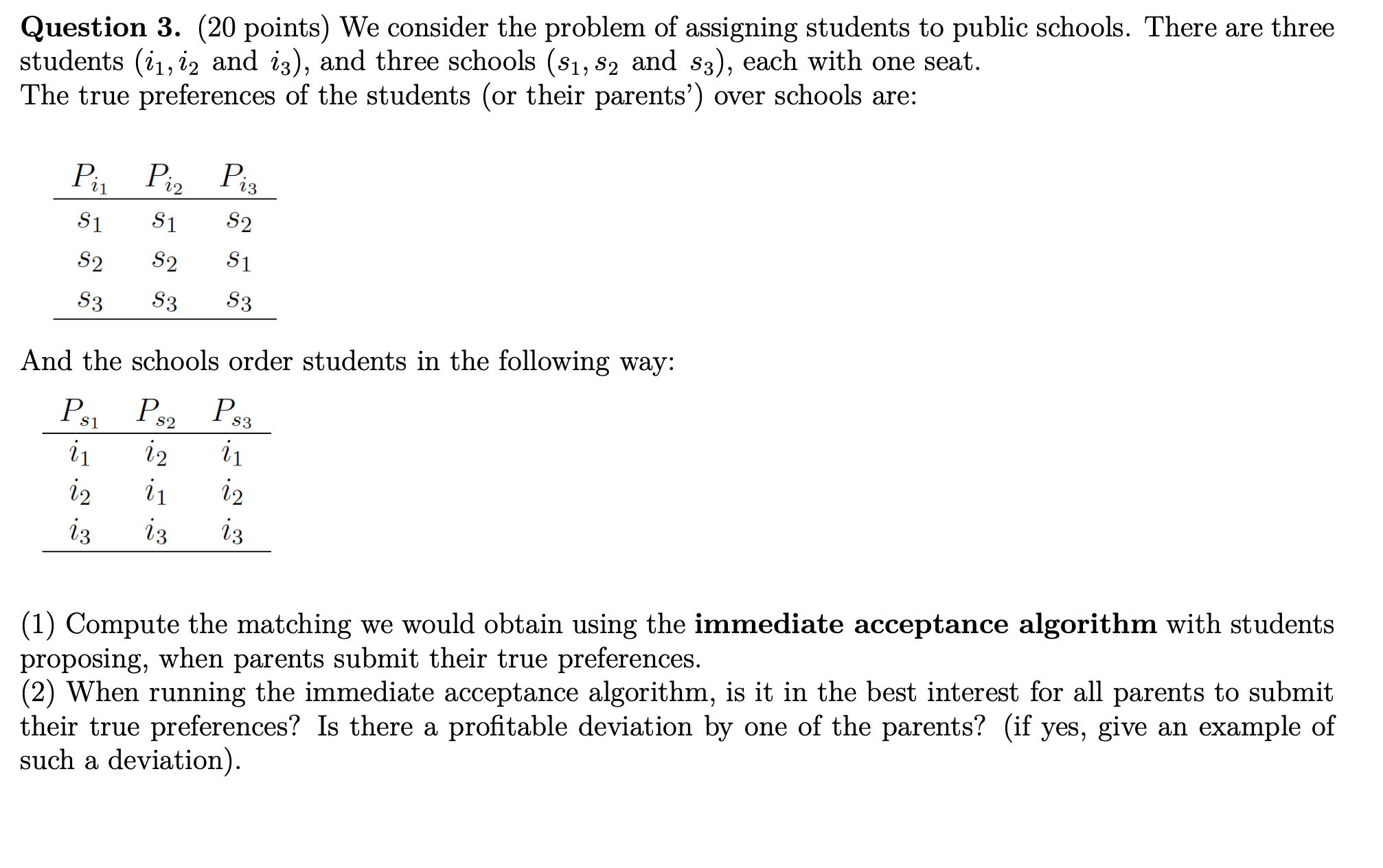 Solved Question 3. (20 points) We consider the problem of | Chegg.com