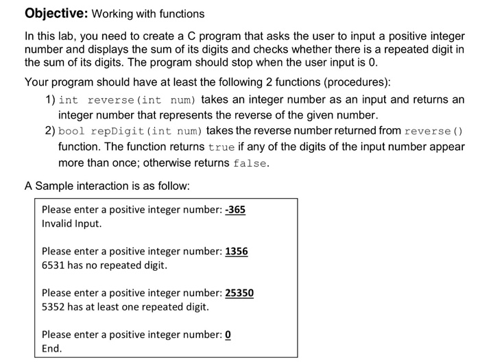 Solved Objective: Working with functions In this lab, you | Chegg.com