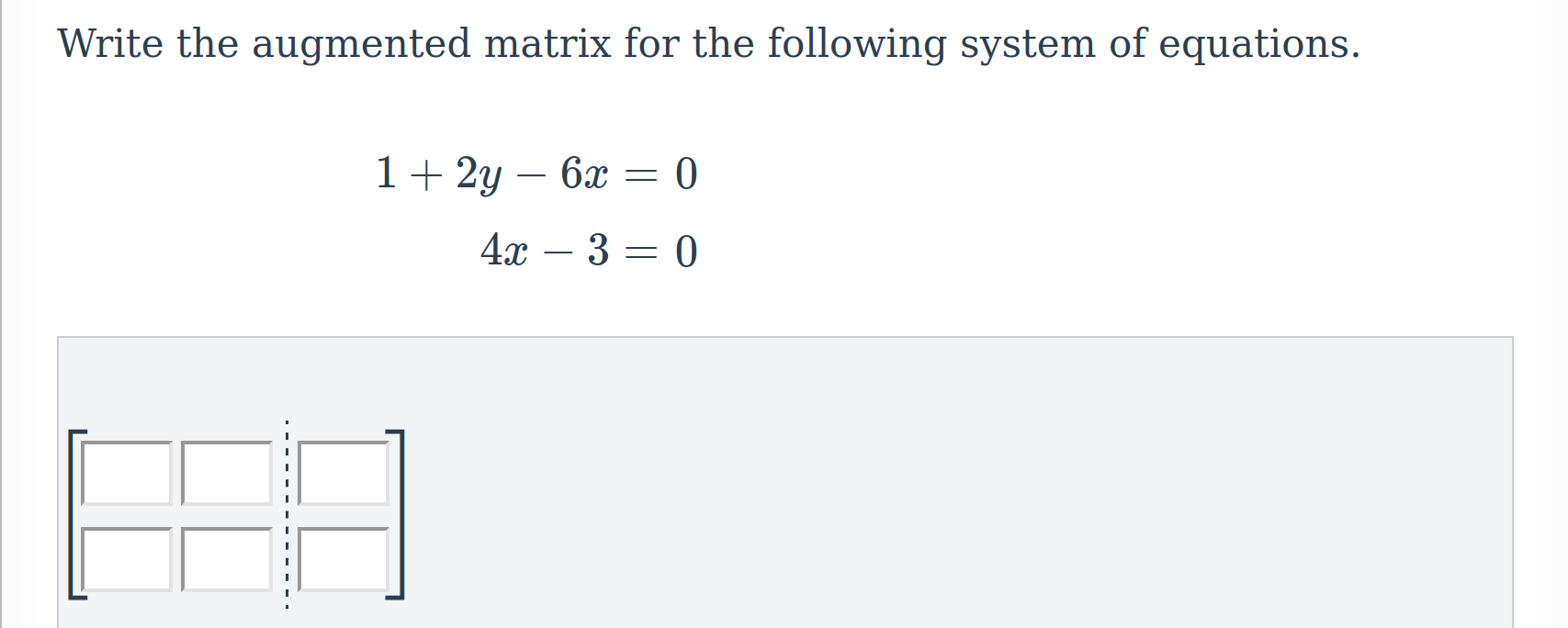 Solved Write the augmented matrix for the following system | Chegg.com
