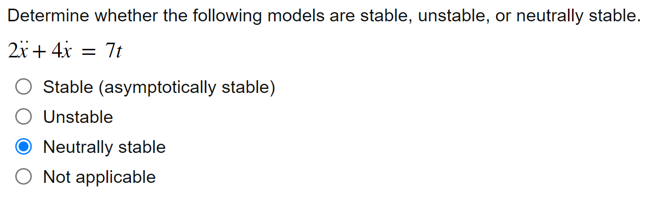 Solved Determine whether the following models are stable, | Chegg.com