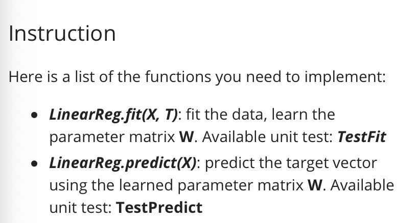 Solved import numpy as np class Linear Reg (object): def | Chegg.com