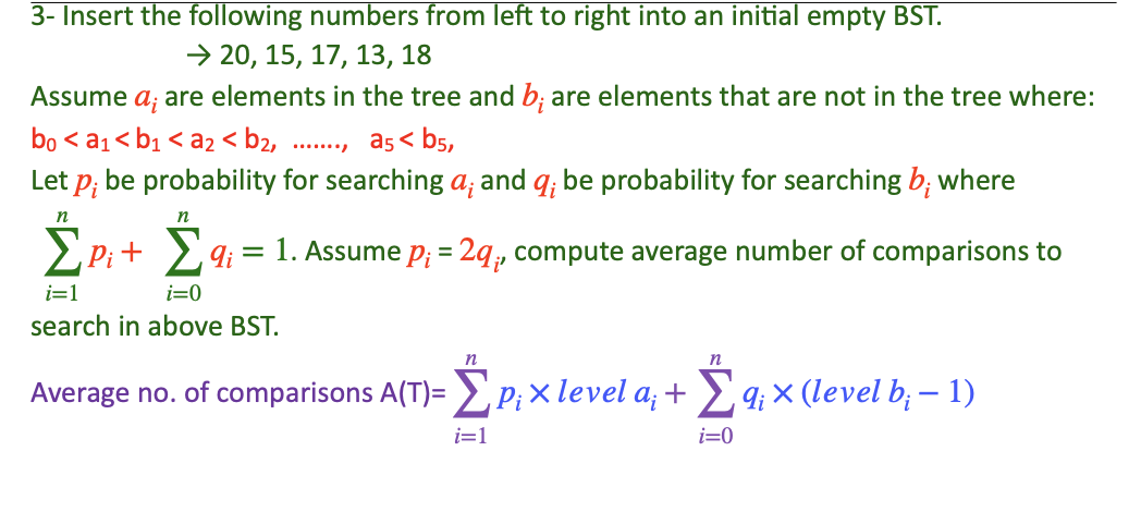 Solved 3- Insert the following numbers from left to right | Chegg.com