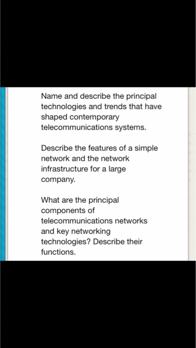 Solved Name and describe the principal technologies and | Chegg.com