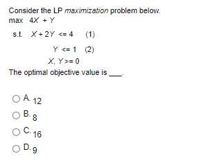 Solved Consider the LP maximization problem below. max 4X + | Chegg.com