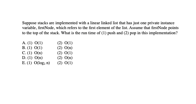 Solved Suppose Stacks Are Implemented With A Linear Linked