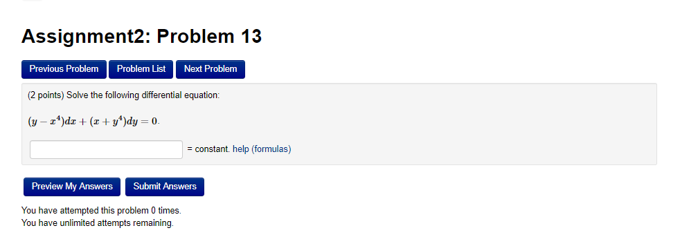 Solved Assignment2: Problem 13 Previous Problem Problem List | Chegg.com