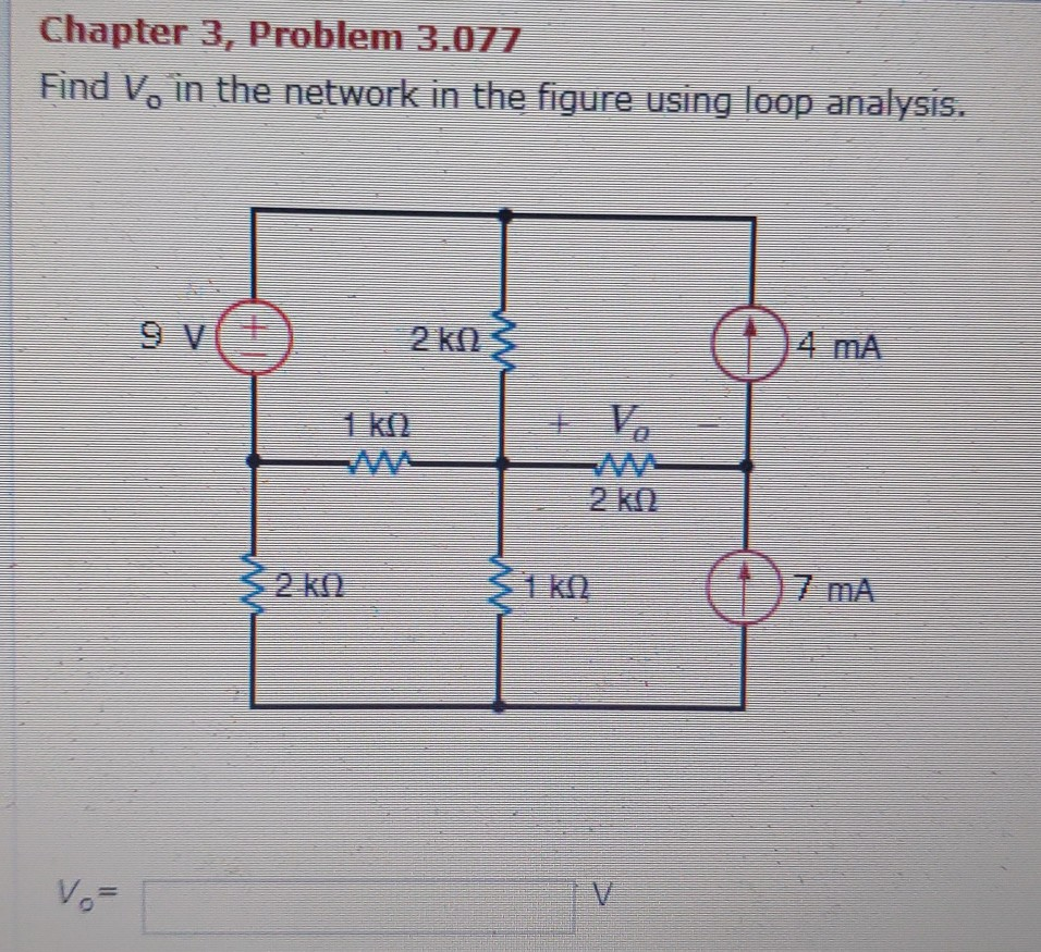 Solved Chapter 3, Problem 3.077 Find V. in the network in | Chegg.com