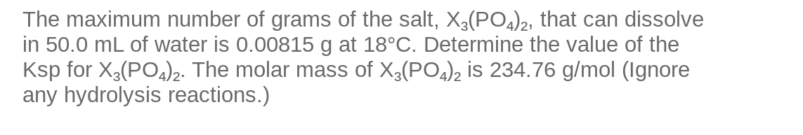 Solved The maximum number of grams of the salt, X3(PO4)2, | Chegg.com