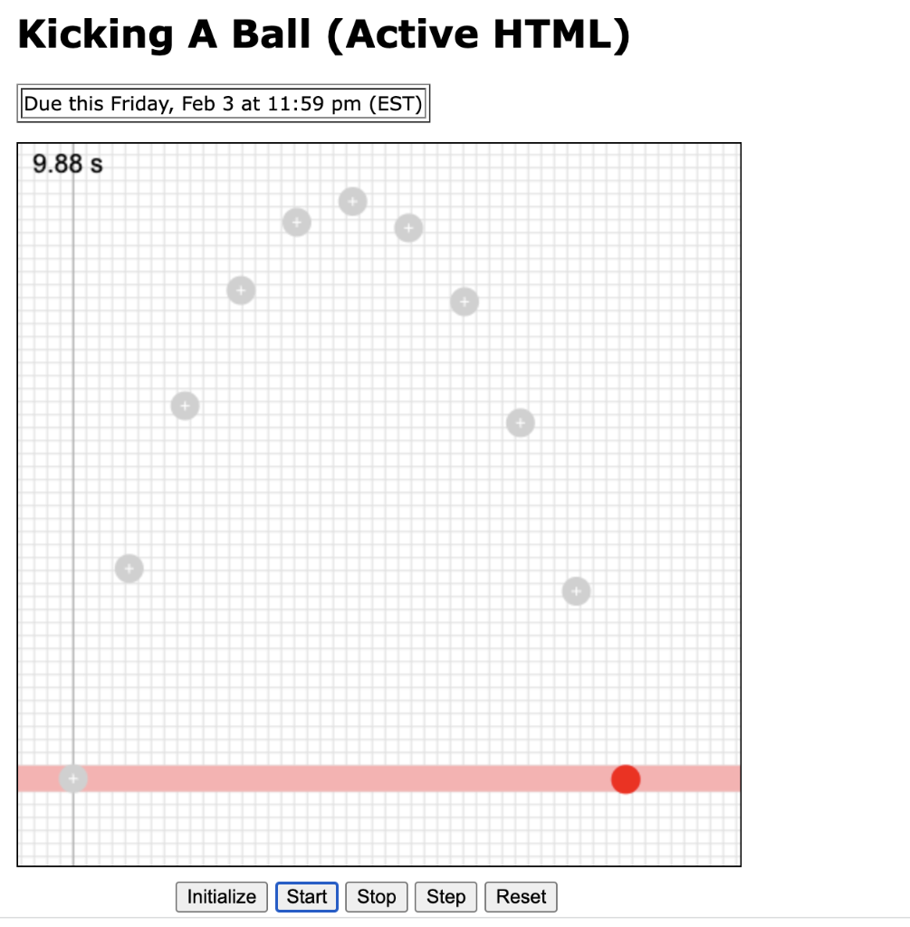 Kicking A Ball (Active HTML)The animation shows a | Chegg.com