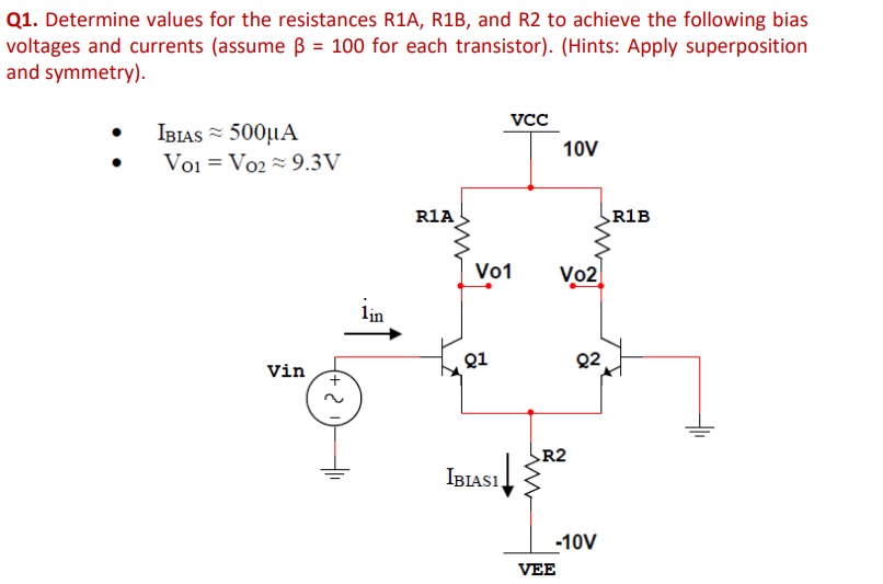 Solved Q1. Determine values for the resistances R1A, R1B, | Chegg.com