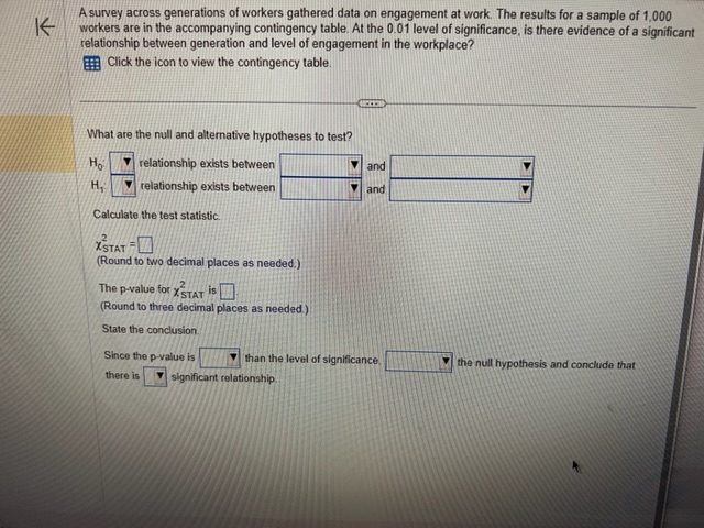Solved Generation and Level of EngagementA survey across | Chegg.com