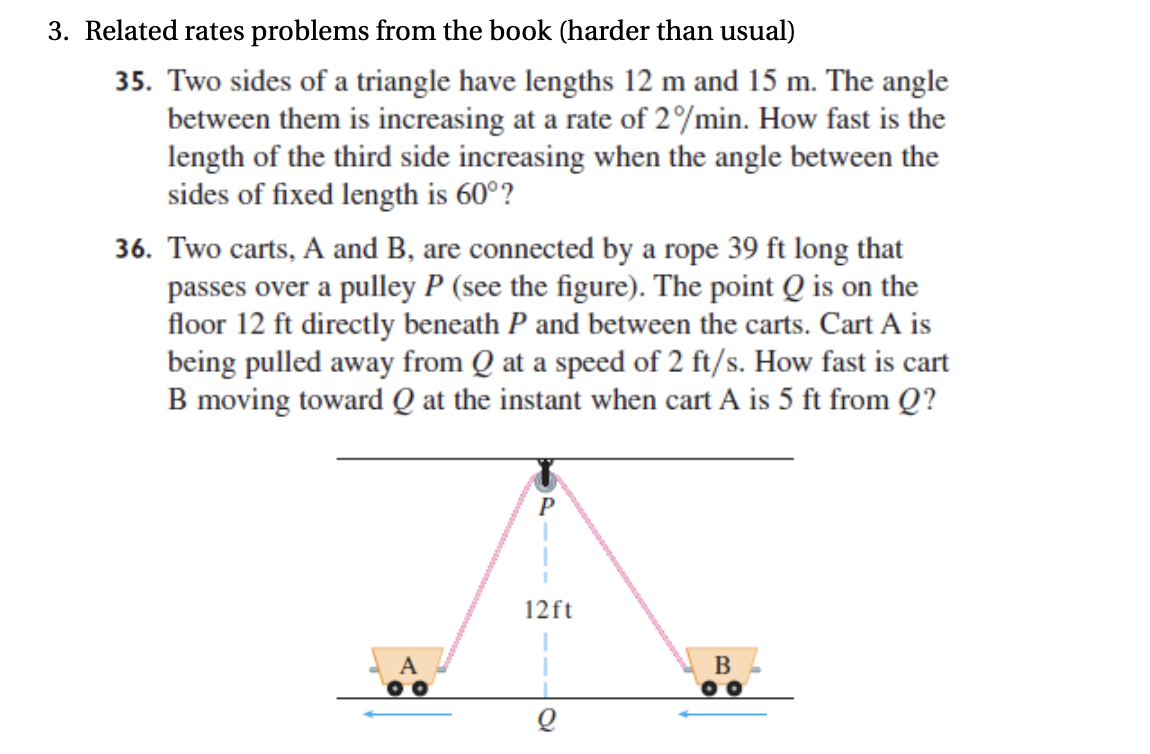 Solved . 3. Related rates problems from the book (harder | Chegg.com
