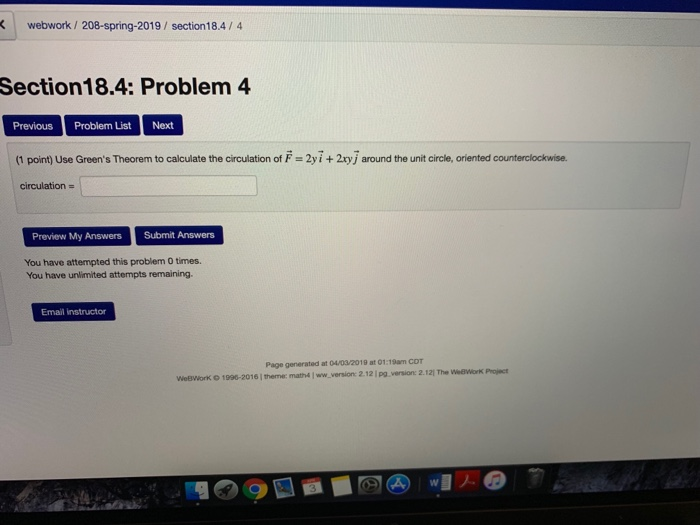 Solved webwork/ 208-spring-2019/ section18.4/ 4 Section18.4: | Chegg.com