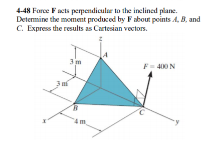 Solved 4-48 Force Facts perpendicular to the inclined plane. | Chegg.com