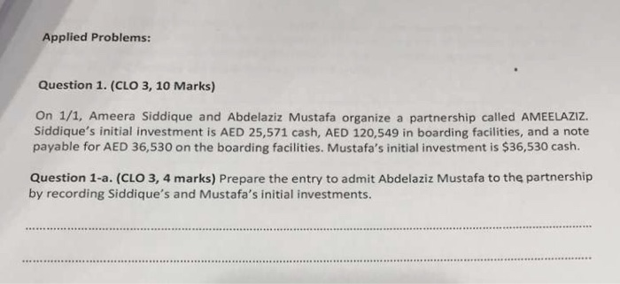 Solved Applied Problems Question 1. (CLO 3, 10 Marks) On | Chegg.com