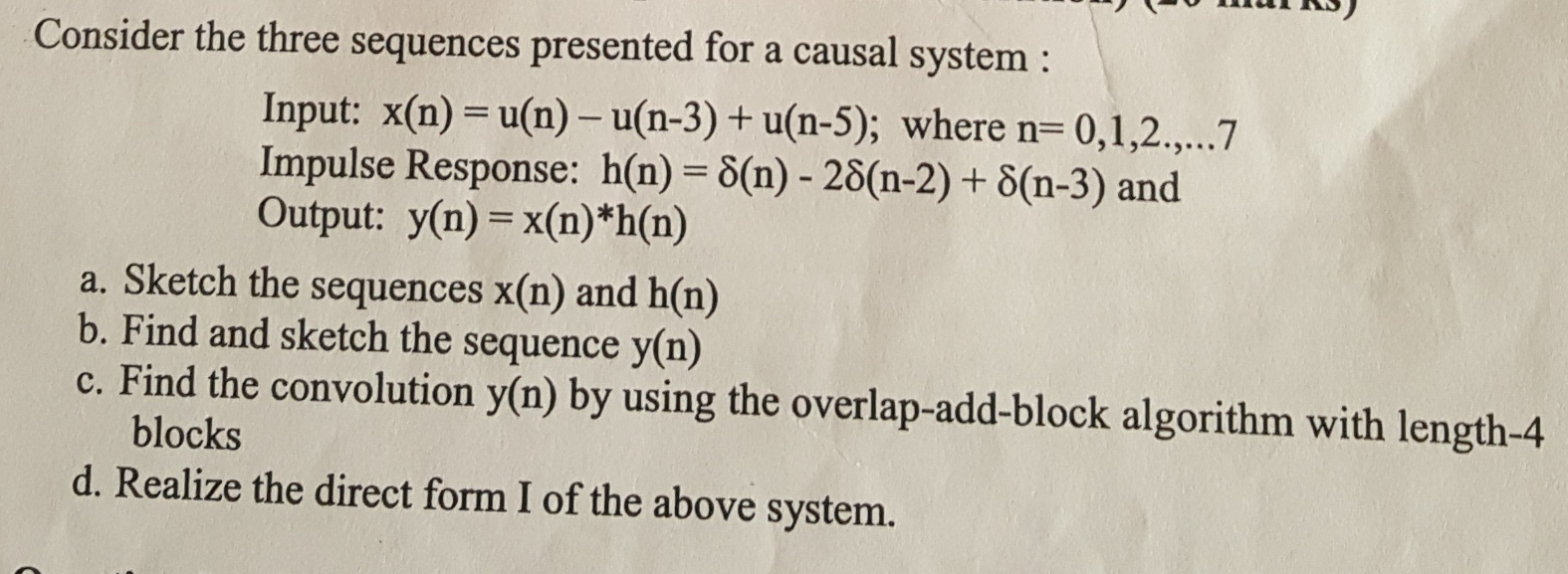 Solved Consider the three sequences presented for a causal | Chegg.com
