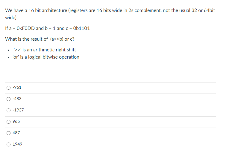 Solved We have a 16 bit architecture (registers are 16 bits | Chegg.com