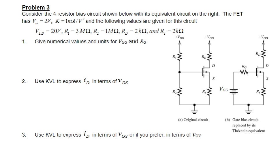 Solved Problem 3 Consider the 4 resistor bias circuit shown | Chegg.com